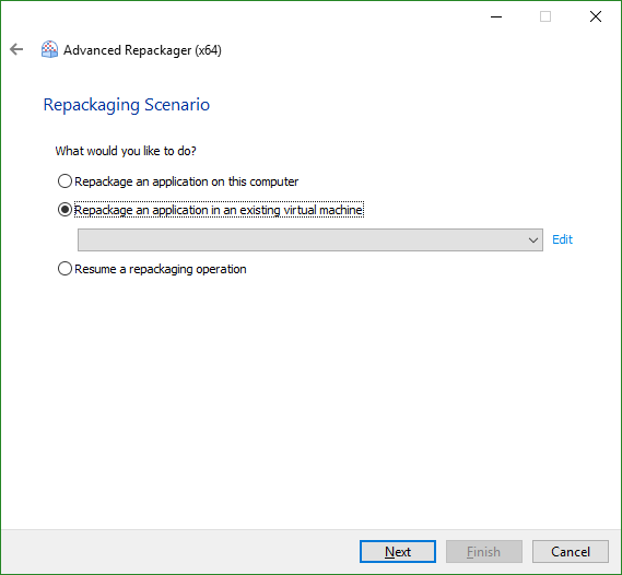 Repackaging using VMware vSphere